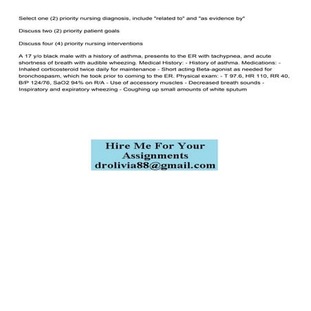 Select one 2 priority nursing diagnosis include related .pdf