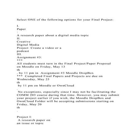 Select ONE of the following options for your Final ProjectI. .docx