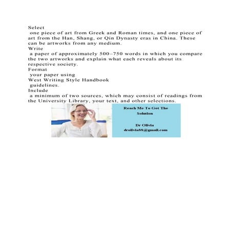 Select one piece of art from Greek and Roman times, and one piece .docx