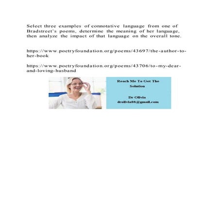 Select three examples of connotative language from one of Bradstreet | PDF