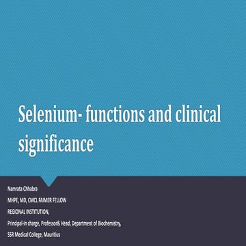 Selenium- chemistry, functions and clinical significance | PDF