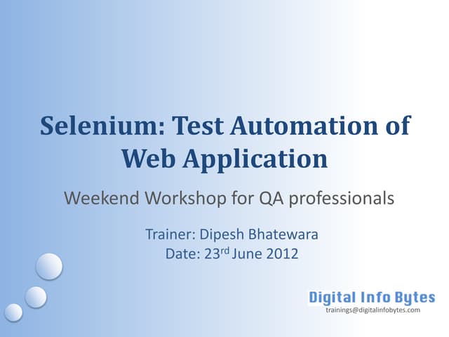 Automation Testing by Selenium Web Driver