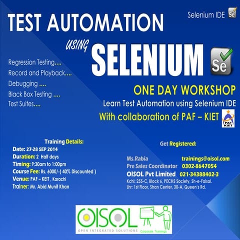 Automation Testing using Selenium Training | PPT