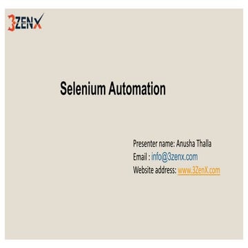 Selenium Auto Machine Training in Hyderabad | PPTX