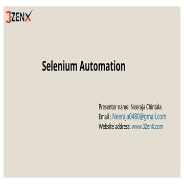 Selenium Automation Training In Hyderabad Ppt