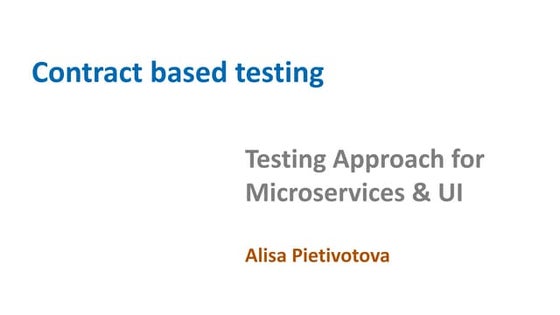 Consumer contract testing | PPT