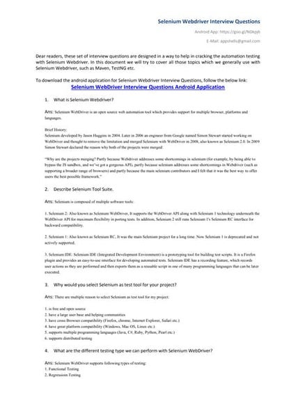 Selenium Interview Questions