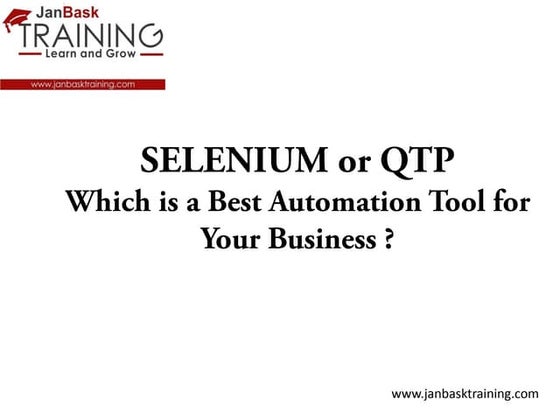Qtp Vs Selenium Process Ppt