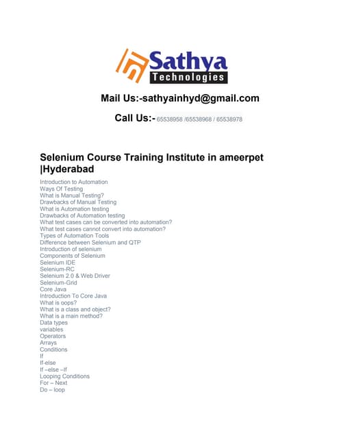 Selenium course training institute ameerpet hyderabad – Best software ... Selenium course training institute ameerpet hyderabad – Best software ...