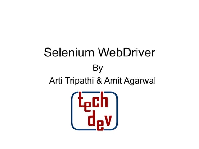 Selenium Webdriver Training Material And Qa Ppt