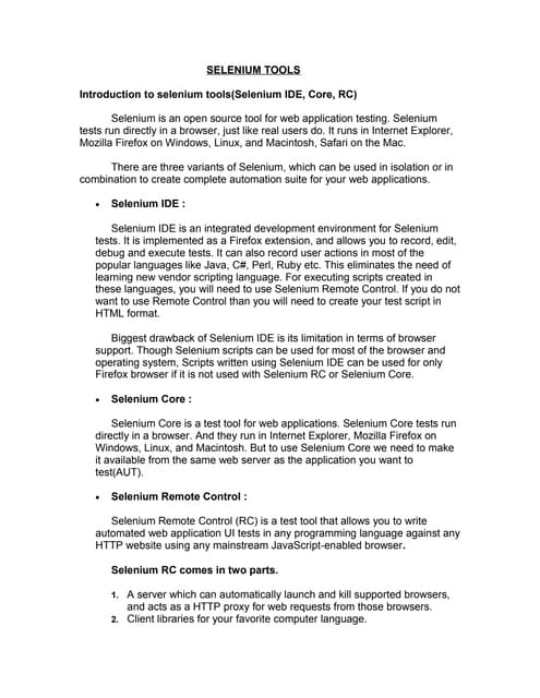 Selenium ppt | PPT Selenium ppt | PPT