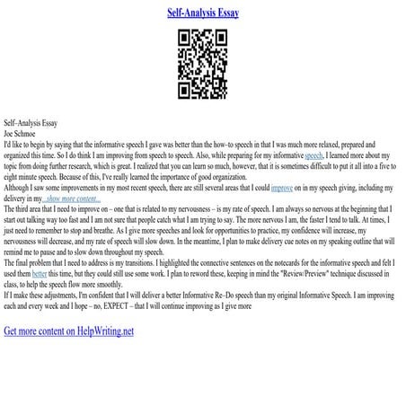 Self-Analysis Essay | PDF