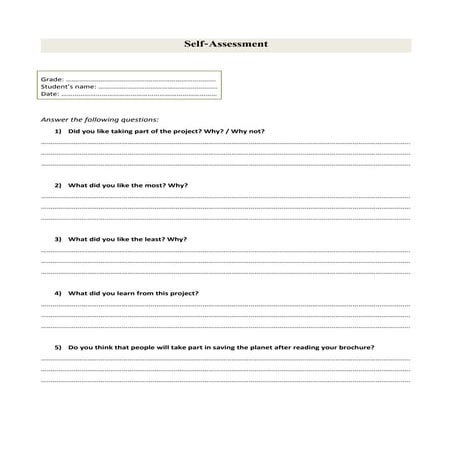 Self assessment (WebQuest) | PDF