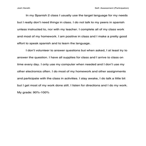 Self assessment (participation #3) | PAGES