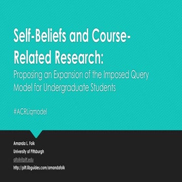 Self-Beliefs and Course-Related Research: Proposing an Expansion of the ...