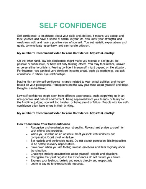boost your self confidence | PDF
