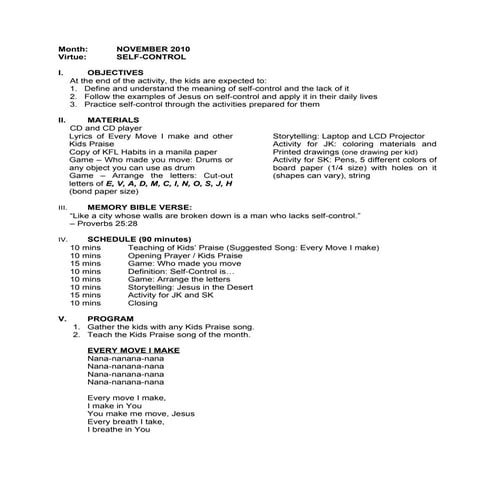 Busy bee class checklist