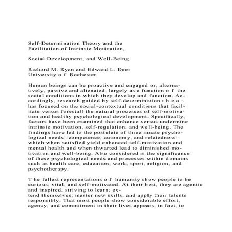 Self-Determination Theory and the Facilitation of Intrinsic .docx