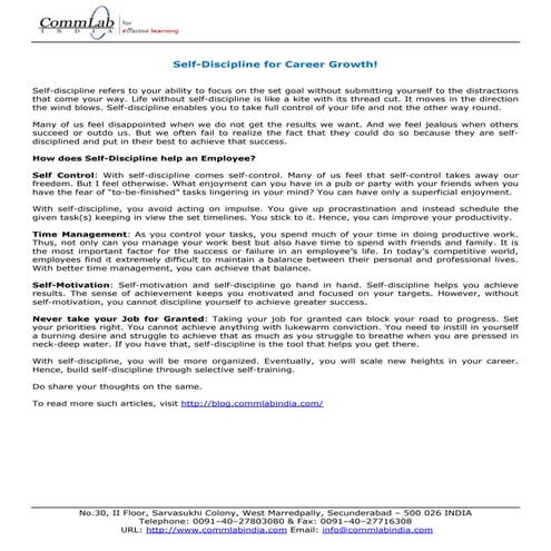 Self discipline for career growth! | PDF