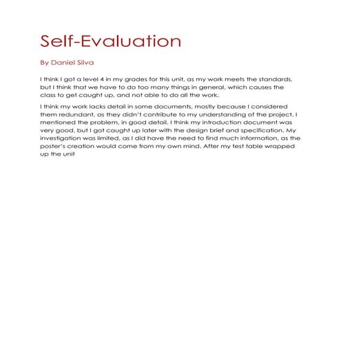 Self evaluation | PDF