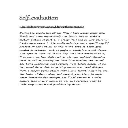 Self evaluation | PDF