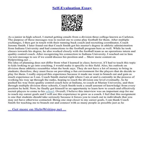 Self-Evaluation Essay | PDF