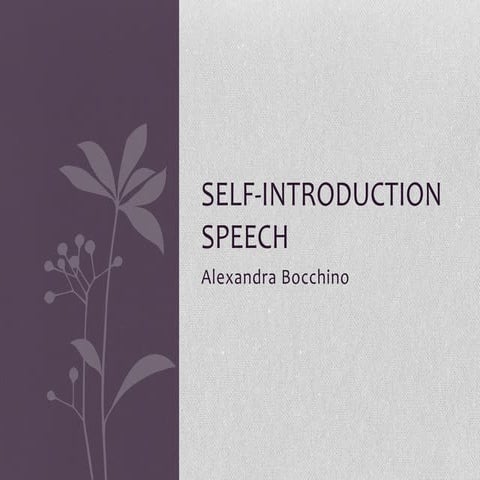 Self introduction speech | PPT