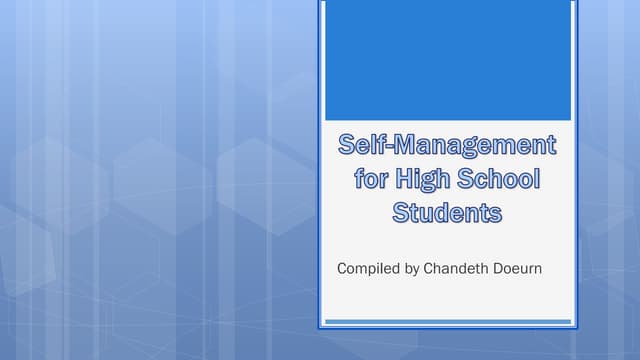 Self management ppt | PPTX