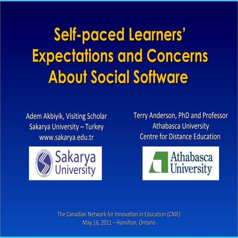 Self paced learners; expectations and concerns about social | PPT