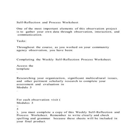 Self-Reflection and Process WorksheetOne of the most importa | DOCX