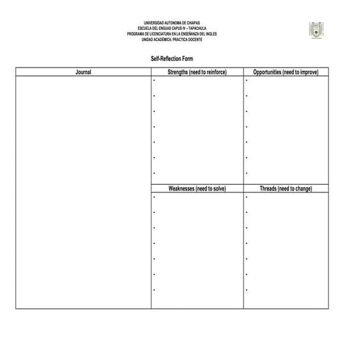 Self reflection form | PDF