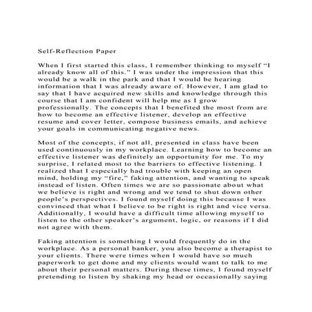 Self-Reflection PaperWhen I first started this class, I reme.docx