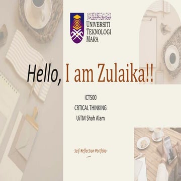 Self Reflection Portfolio Critical Thinking Pptx