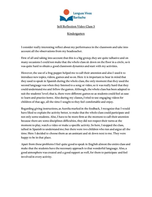 Self report video-class 4 - kinder | PDF