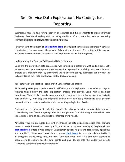 Self Service Business Intelligence | PPT
