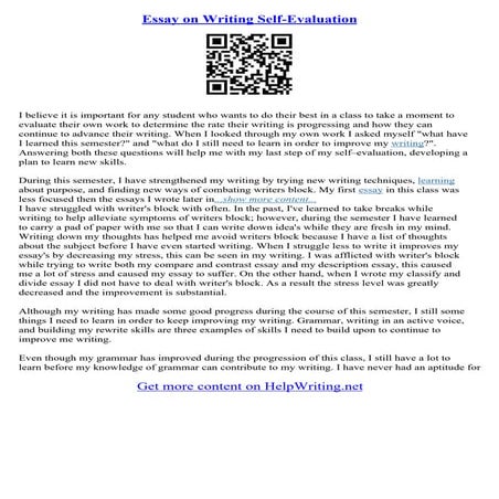 Self Assessment Essay Examples | PDF