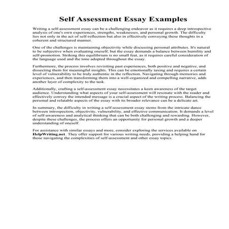 Self Assessment Essay Examples | PDF