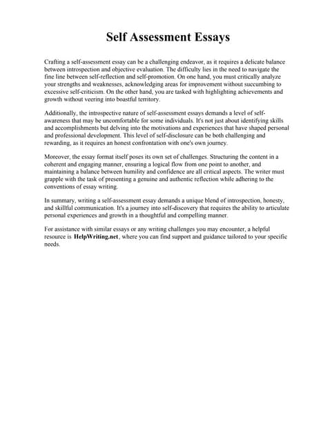 How To Write A Self Evaluation Essay.pdf | Educational Assessment ...