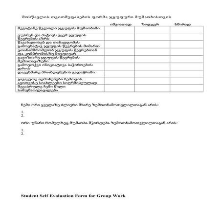 Self assessment for group work rubrics | PDF