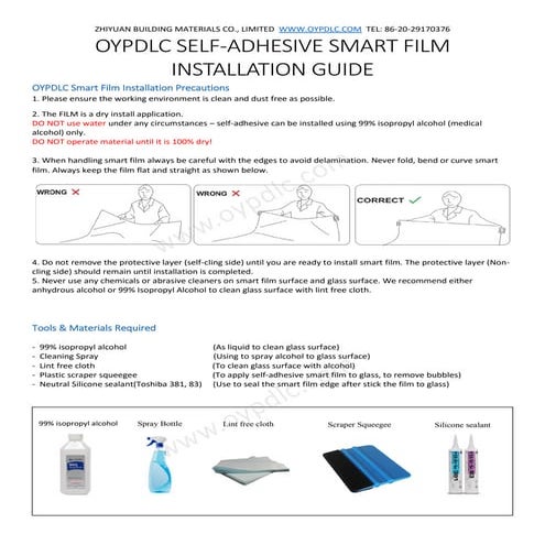 Self cling smart film install instruction | PDF