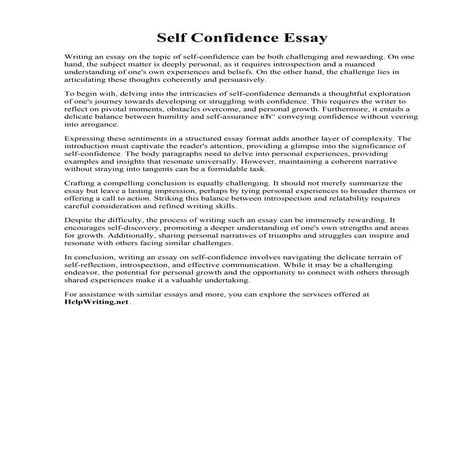 Self Confidence Essay. Did you ever feel more certain of yourself in ...