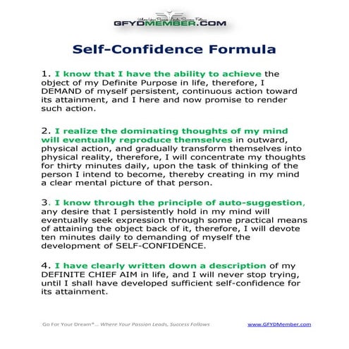 Self confidence formula | PDF