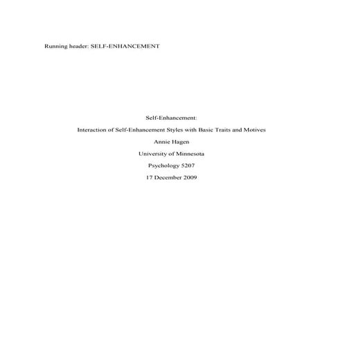 Self Enhancement Research Paper | PDF