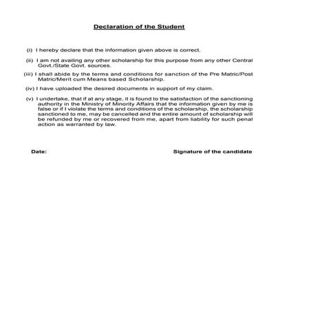 Self declaration by the student | PDF