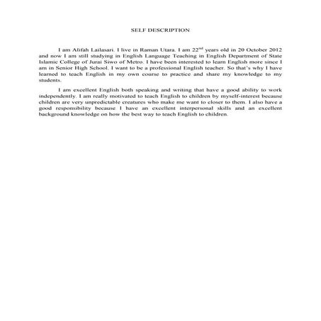 Self description | DOCX | Education