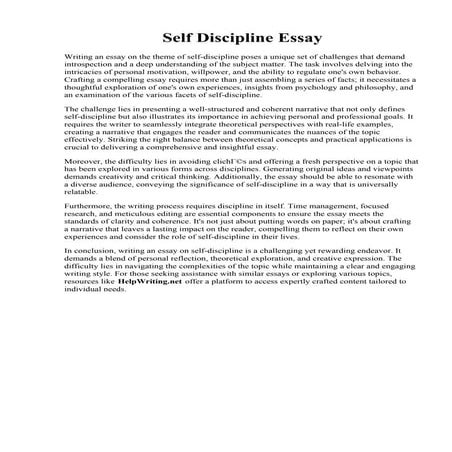 Self Discipline Essay. स्व-अनुशसन और उसक महत्त्व पर नबंध - Essay on ...