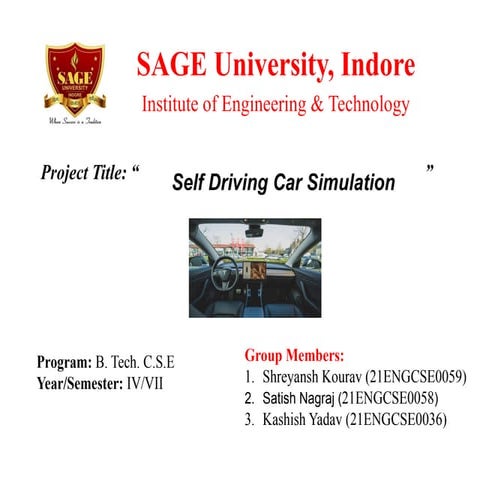 Self_Driving_Car_Simulation Major Project CSE | PPTX