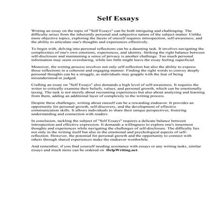 Self Essays | PDF