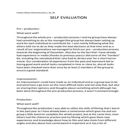 Self evaluation | DOCX