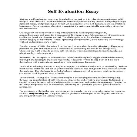 Self Evaluation Essay.pdf | Educational Assessment | Education